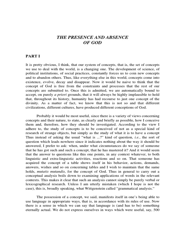 The Presence and Absence of God | PDF | Concept | God