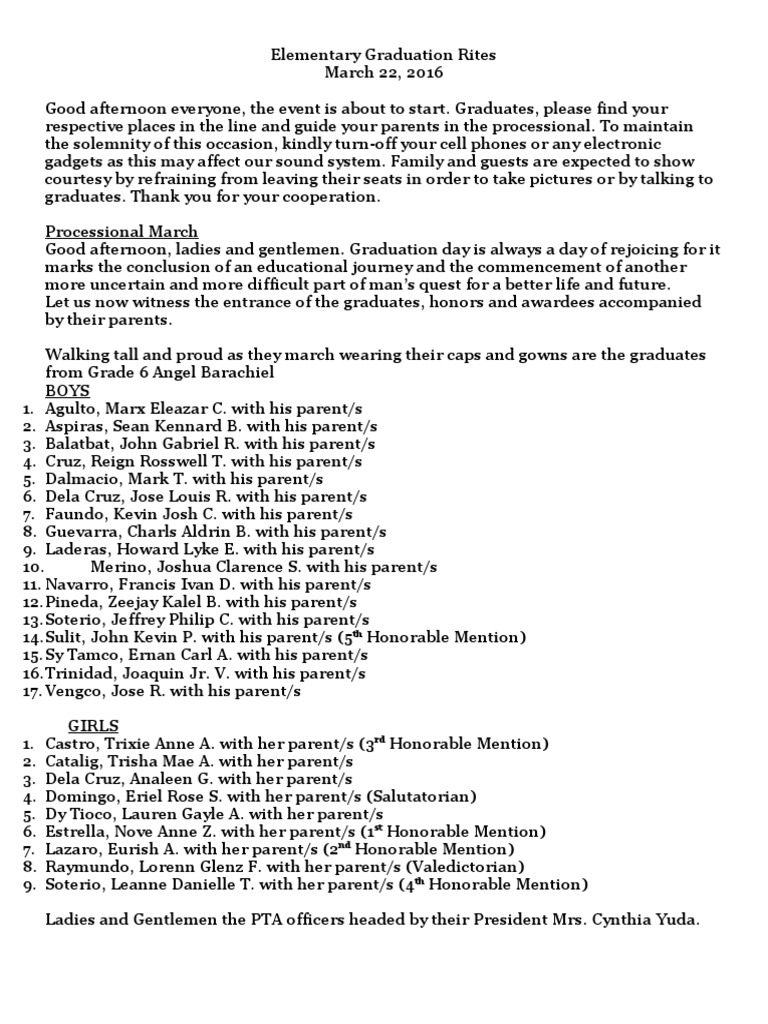 Graduation Script 2016 | PDF | Academia