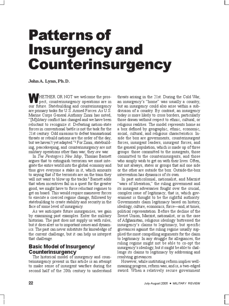 Patterns of Insurgency and Counterinsurgency: John A. Lynn, PH.D | PDF ...