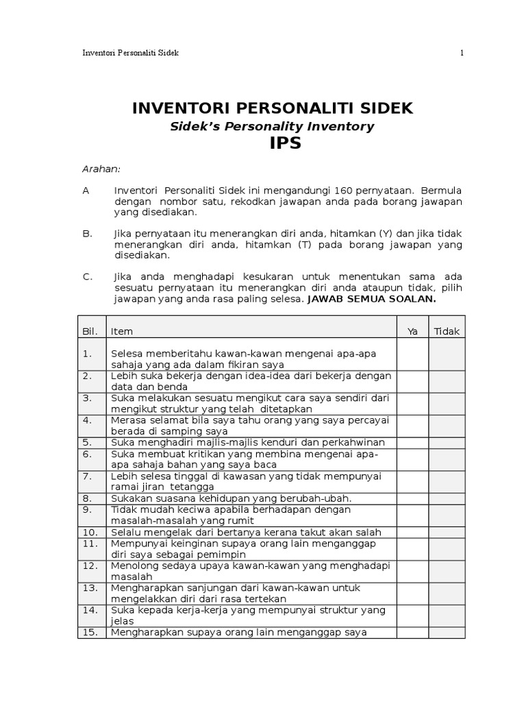 Borang Inventori Murid | PDF