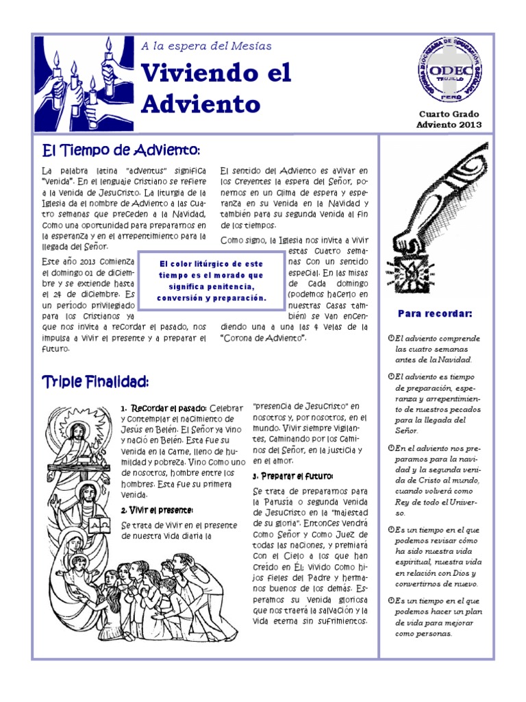 Material Cuarto Grado Adviento | PDF | Adviento | Jesús