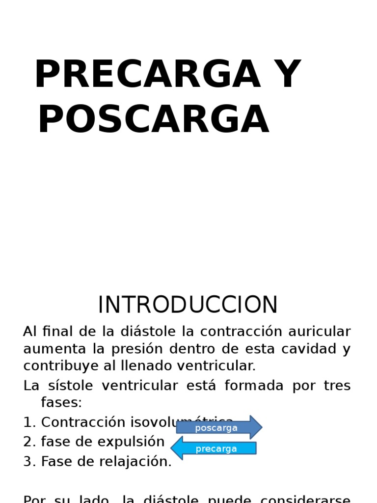 Precarga y Poscarga | Ventrículo (corazón) | Corazón