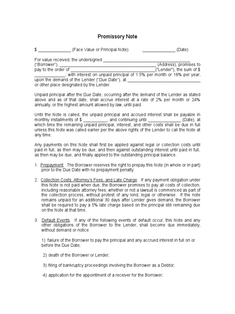 Promissory Note | PDF | Debtor | Interest