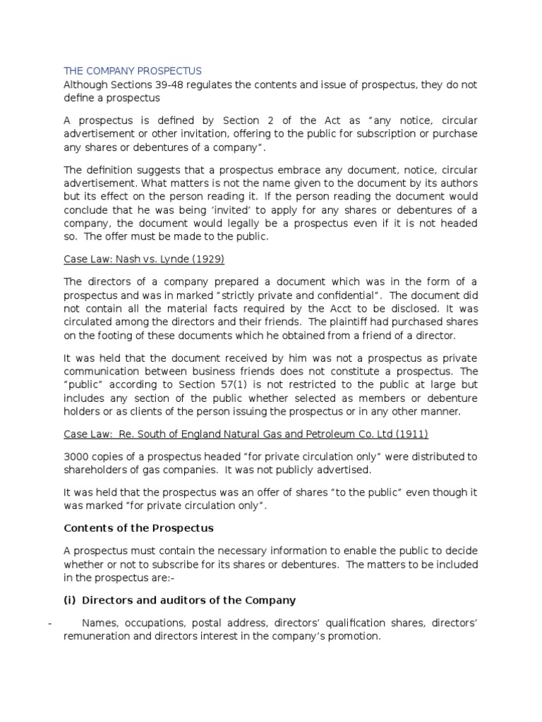 Understanding Company Prospectuses | PDF | Business | Law
