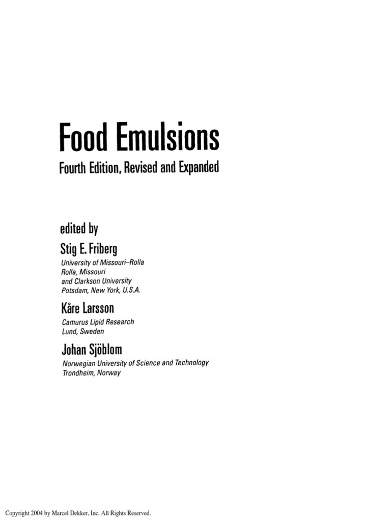 Food Emulsions 4 Ed | PDF | Emulsion | Surfactant