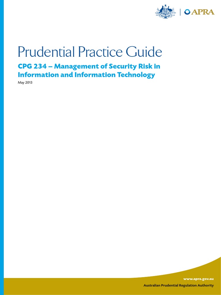 Prudential Practice Guide CPG 234 Management of Security Risk May 2013 ...