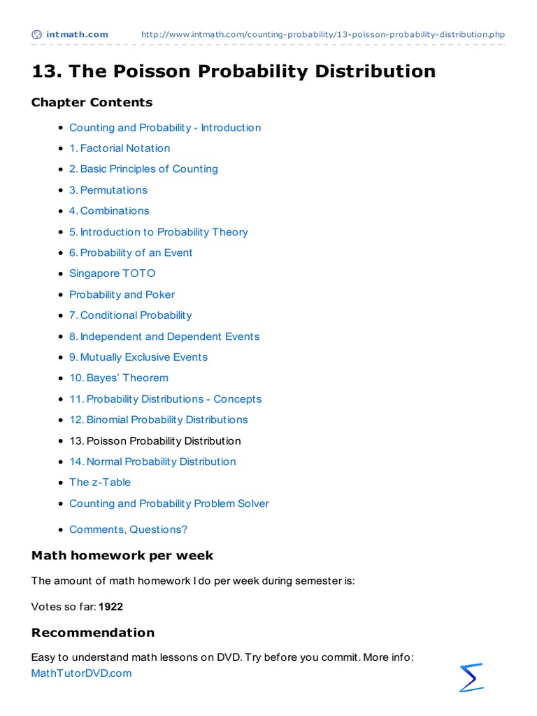13 Tstathe Poisson Probability Distribution | PDF | Poisson ...
