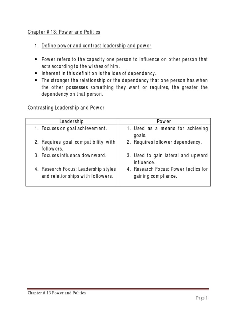 Chap 13 Power and Politics | PDF | Power (Social And Political ...