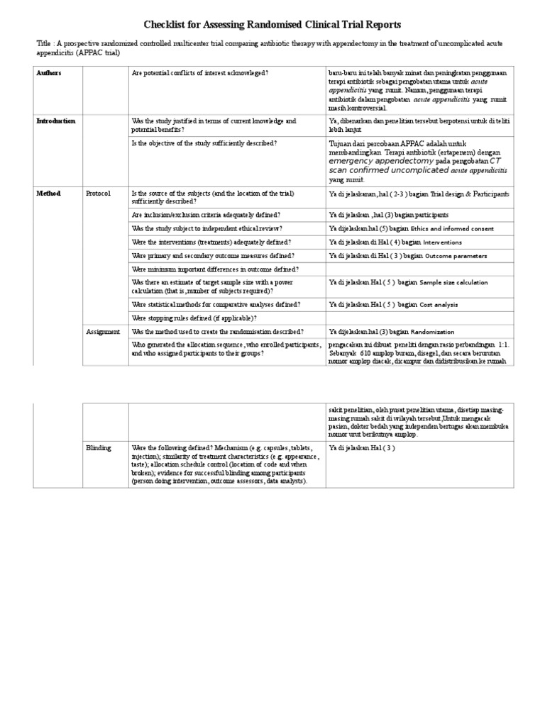 Checklist For RCT | PDF | Randomized Controlled Trial | Science