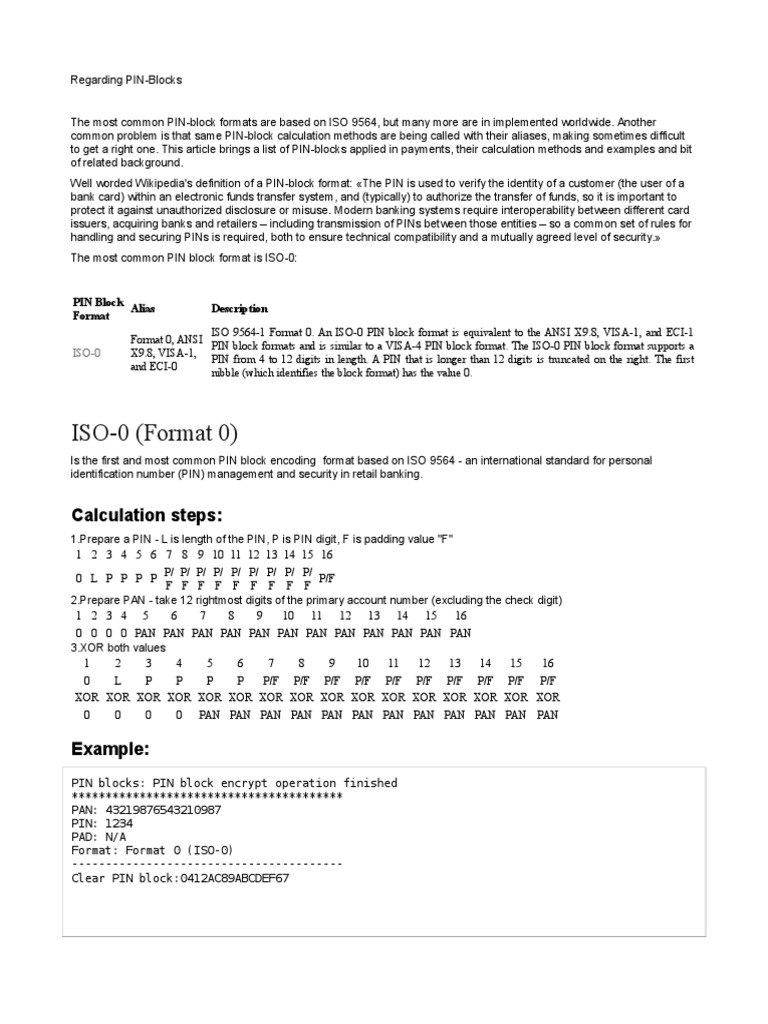 Pin Blocks | PDF | Personal Identification Number | Emv