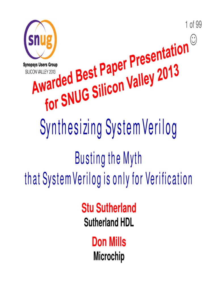 2013 SNUG SV Synthesizable SystemVerilog Presentation | PDF | Hardware Description Language ...