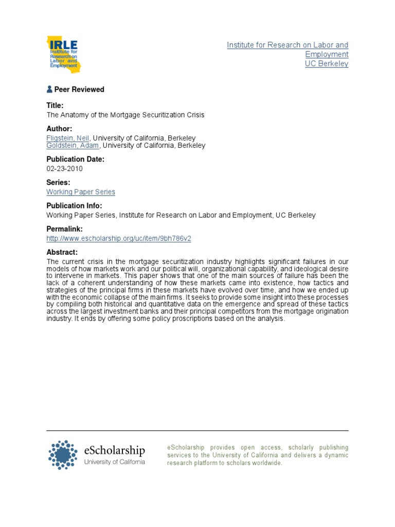 The Anatomy of The Mortgage Securitization Crisis | PDF | Mortgage ...