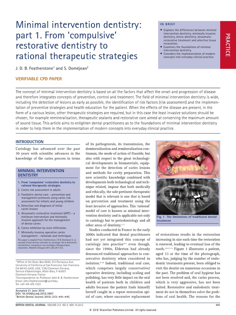 Minimal Intervention Dentistry | Dentistry | Mouth