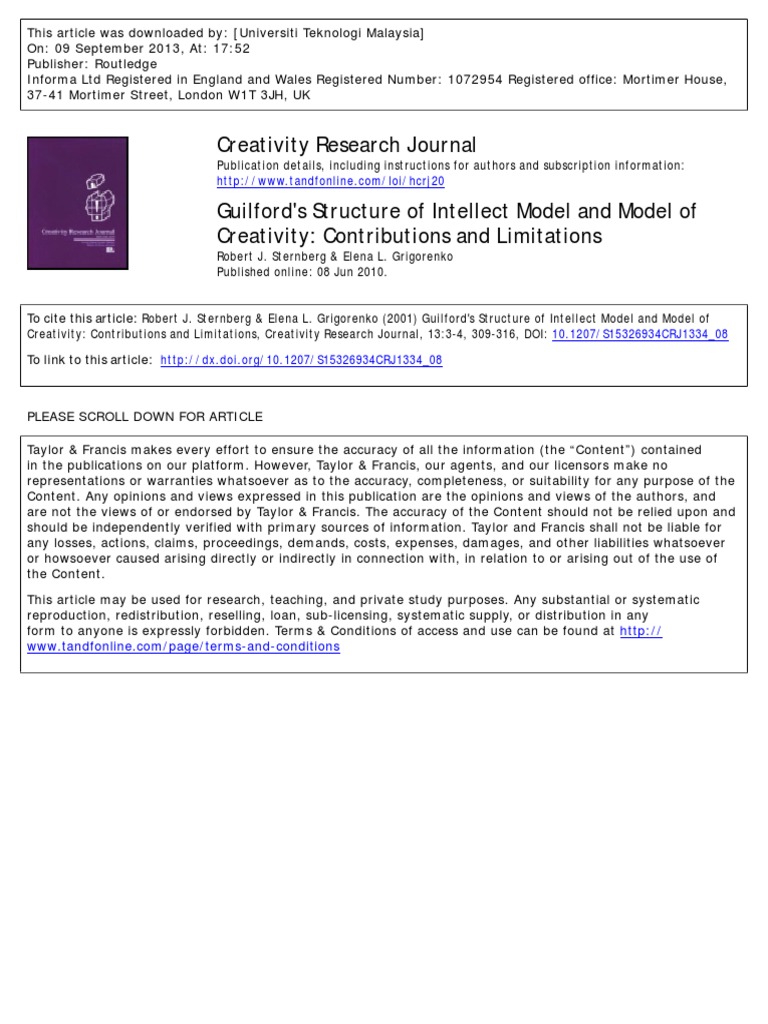 Guilford Structure of Intellect Model | Creativity | Factor Analysis