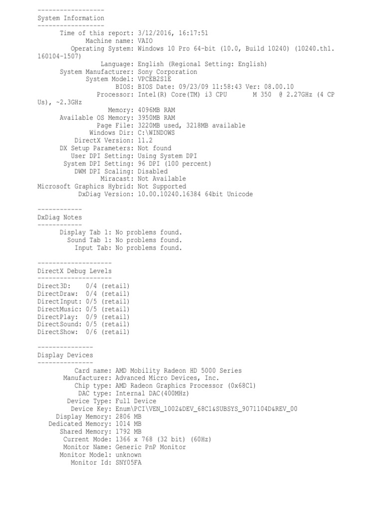 DxDiag Support | PDF | Device Driver | Codec