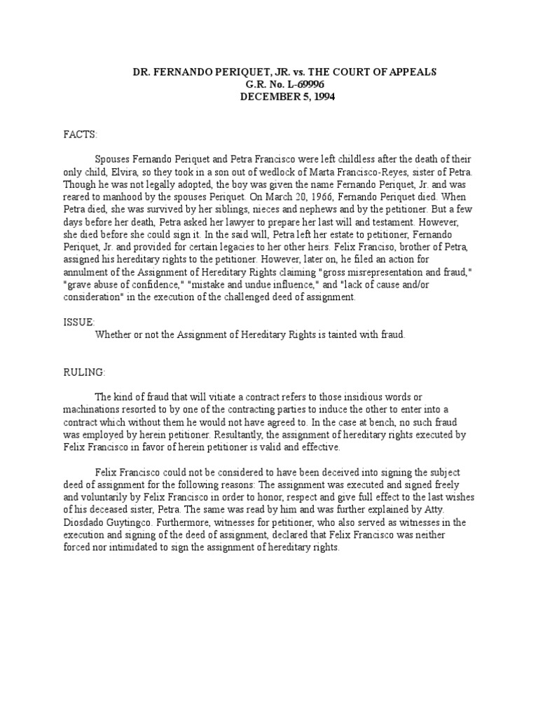 Periquet vs. Court of Appeals Ruling | PDF | Law