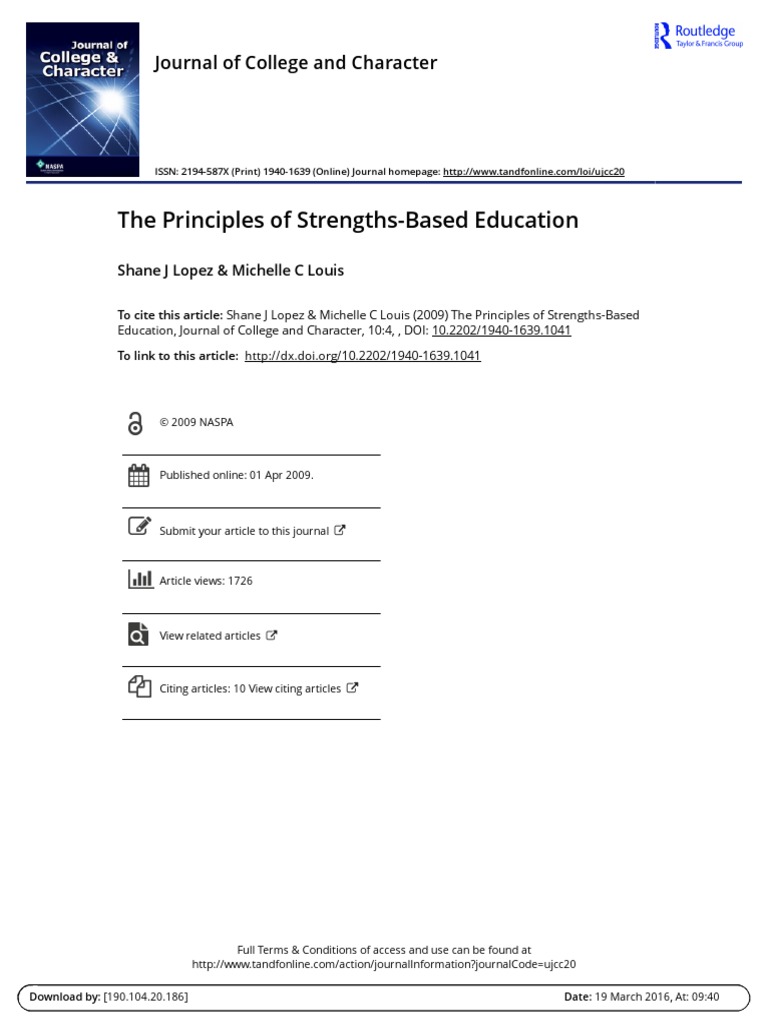 The Principles of Strengths Based Education | Goal | Emergence