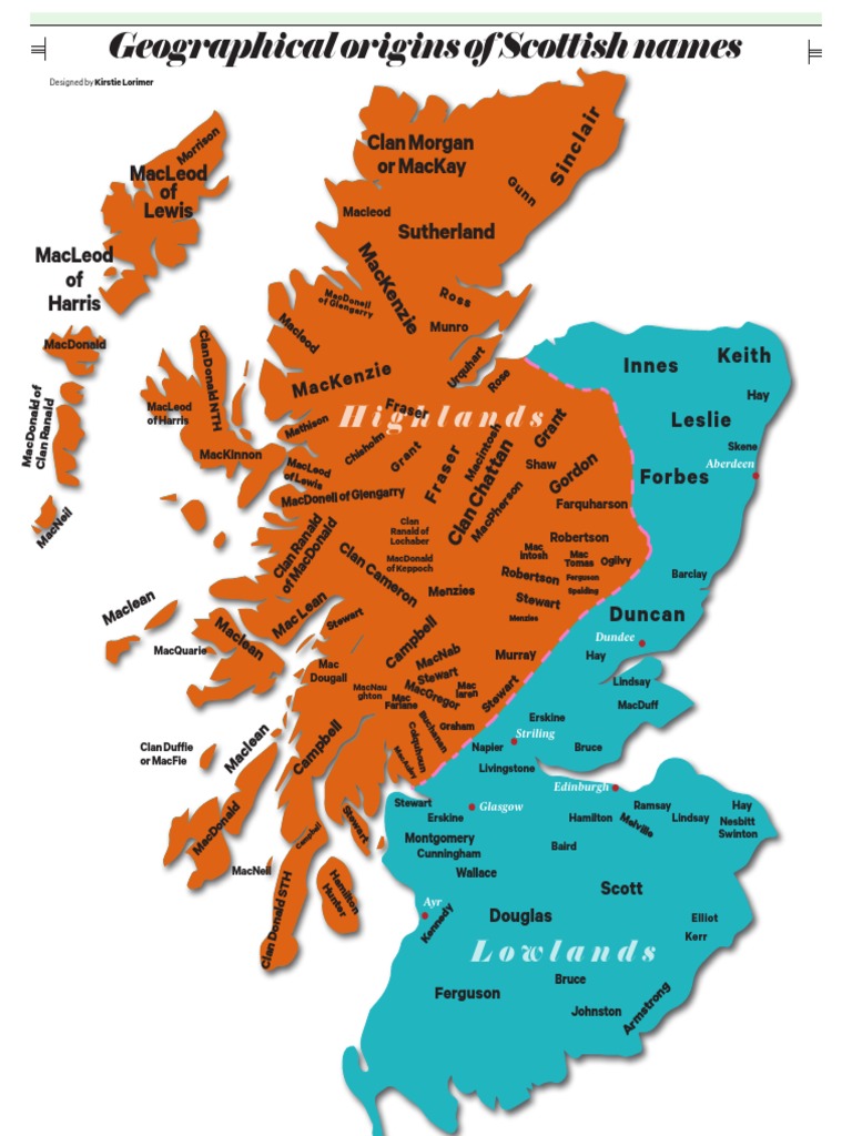 Scottish Surname Map | PDF | Scottish Clans | Highlands And Islands Of ...