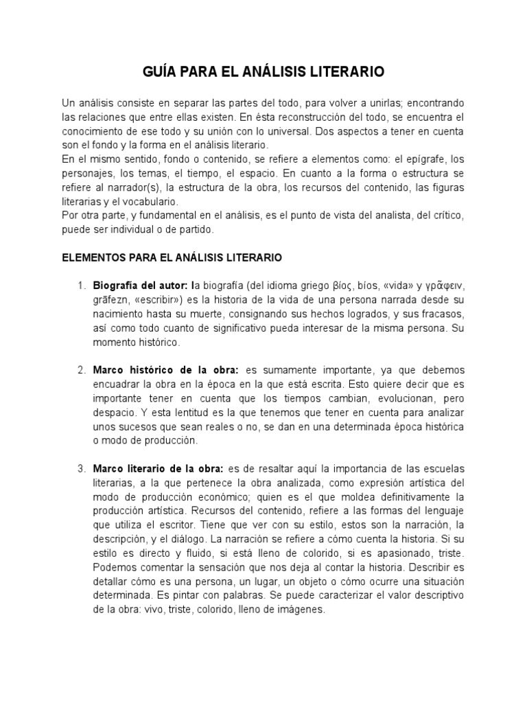 Guía de Análisis Literario | PDF | Diálogo | Realidad