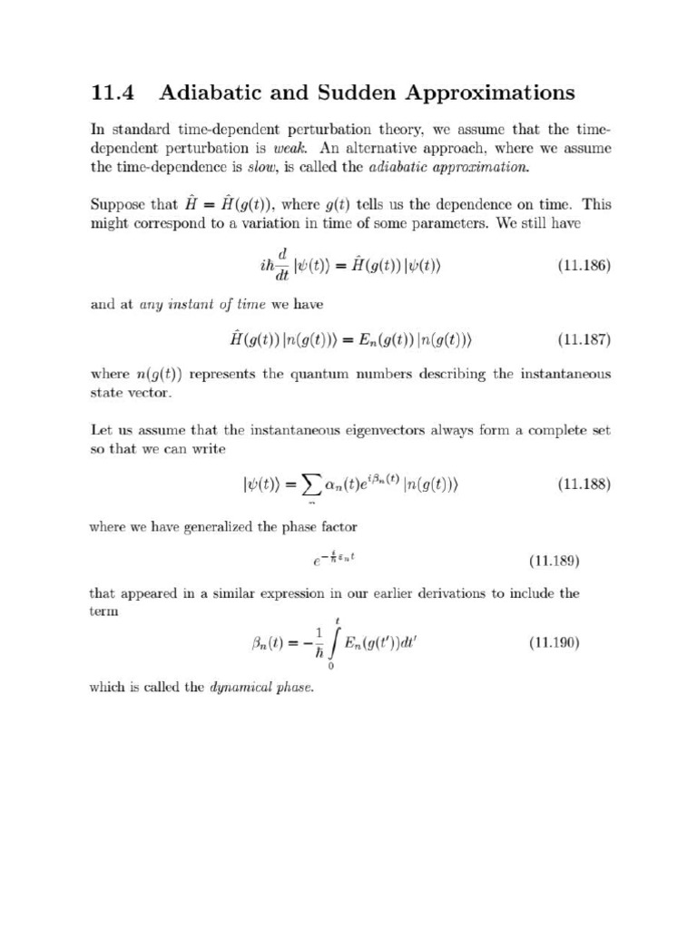 Adiabatic and Sudden Approximation | PDF