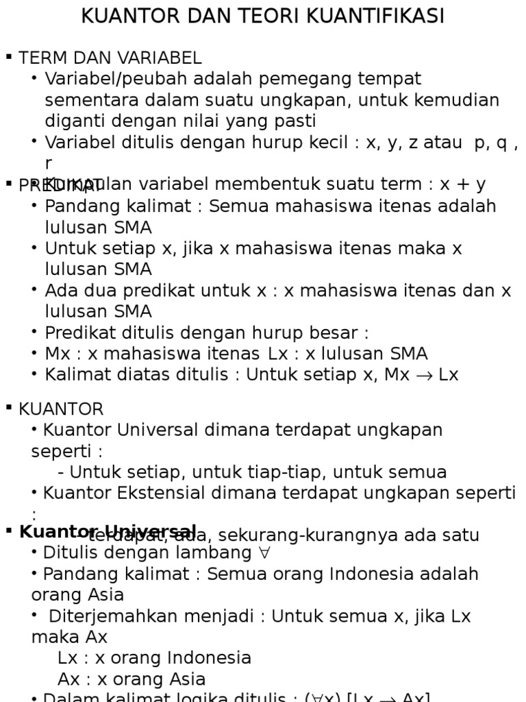 Bab 5 Kuantor Dan Teori Kuantifikasi Baru | PDF | Kajian Bahasa Asing | Metode & Bahan Ajar