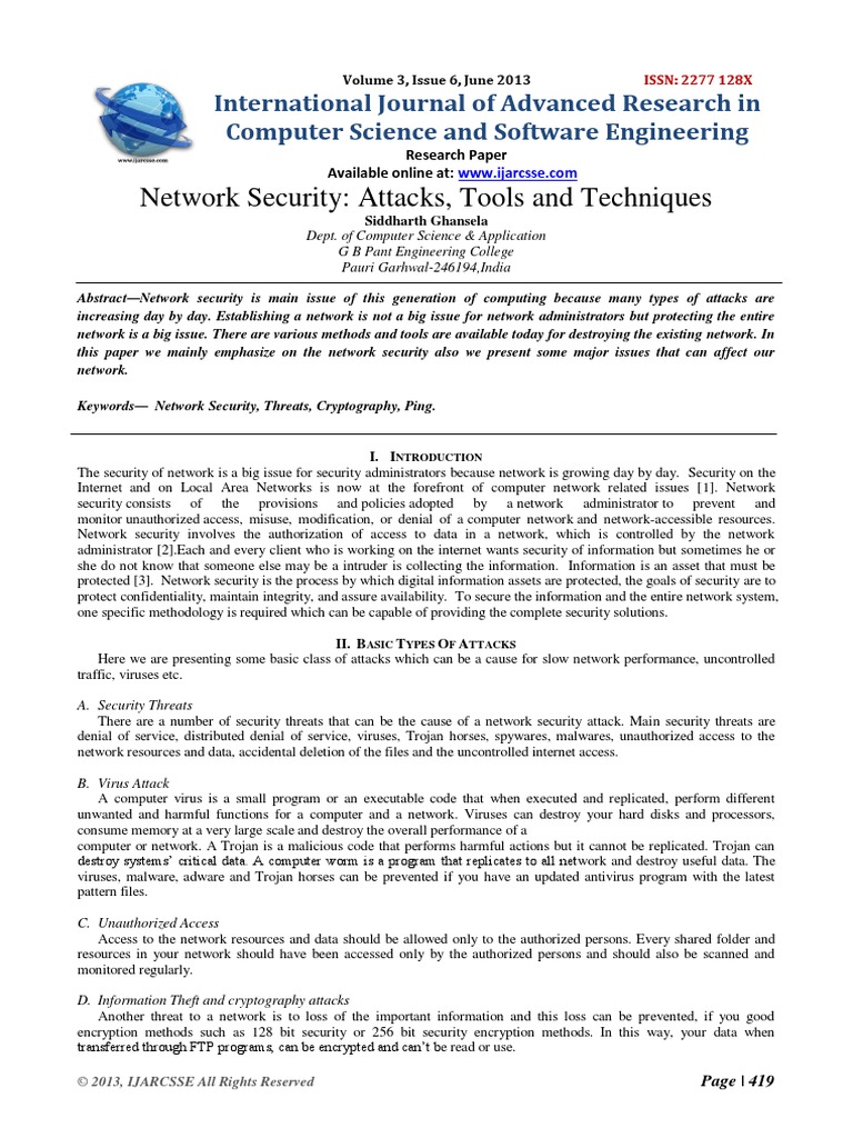 Network Security: Attacks, Tools and Techniques | PDF | Computer Virus | Computer Security