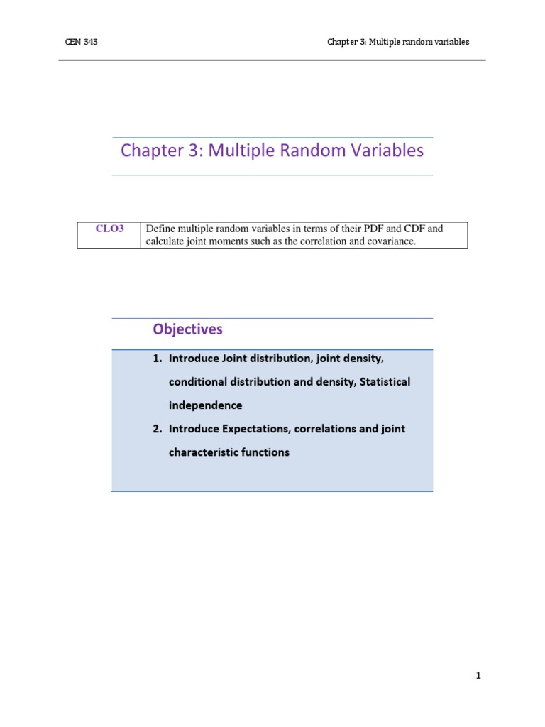 Chapter 3 - Multiple Random Variables-Updated | PDF | Probability ... Chapter 3 - Multiple Random Variables-Updated | PDF | Probability ...