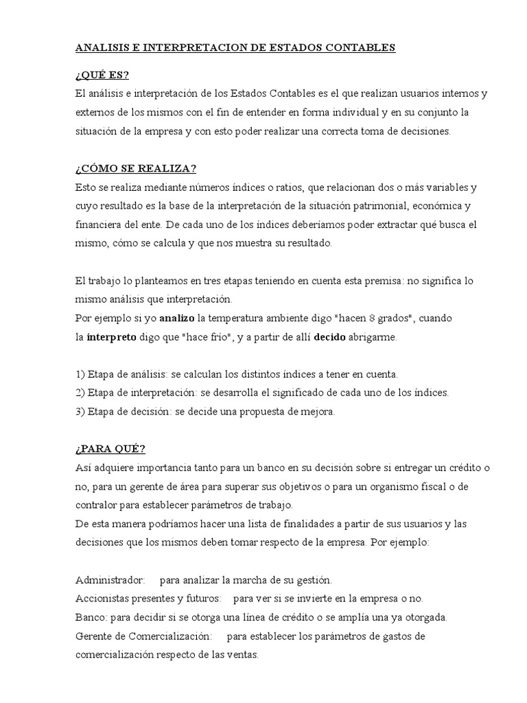 Analisis e Interpretacion de Estados Contables | PDF | Contabilidad | Toma de decisiones