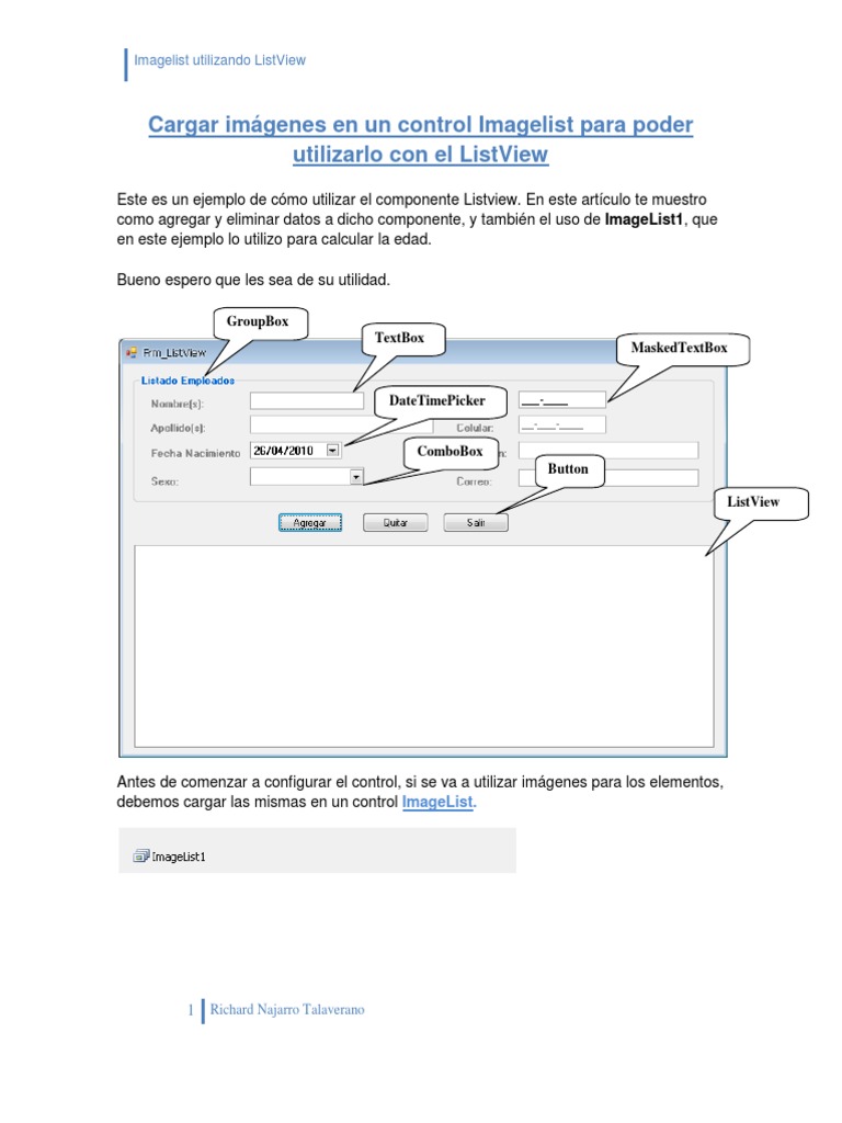 Cargar Imágenes en Un Control Imagelist para Poder Utilizarlo Con El ListView | PDF ...