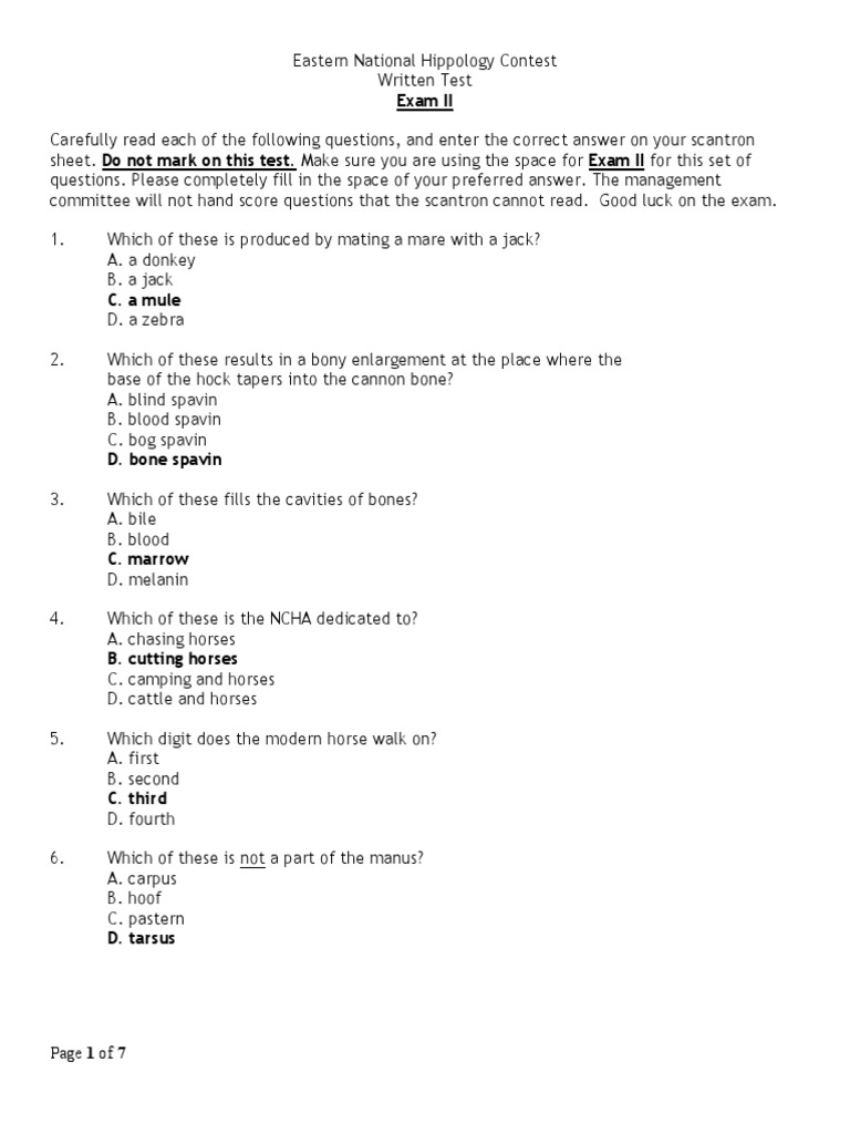 2007 National Hippology ContestkeyExam2 | PDF | Bone | Artery