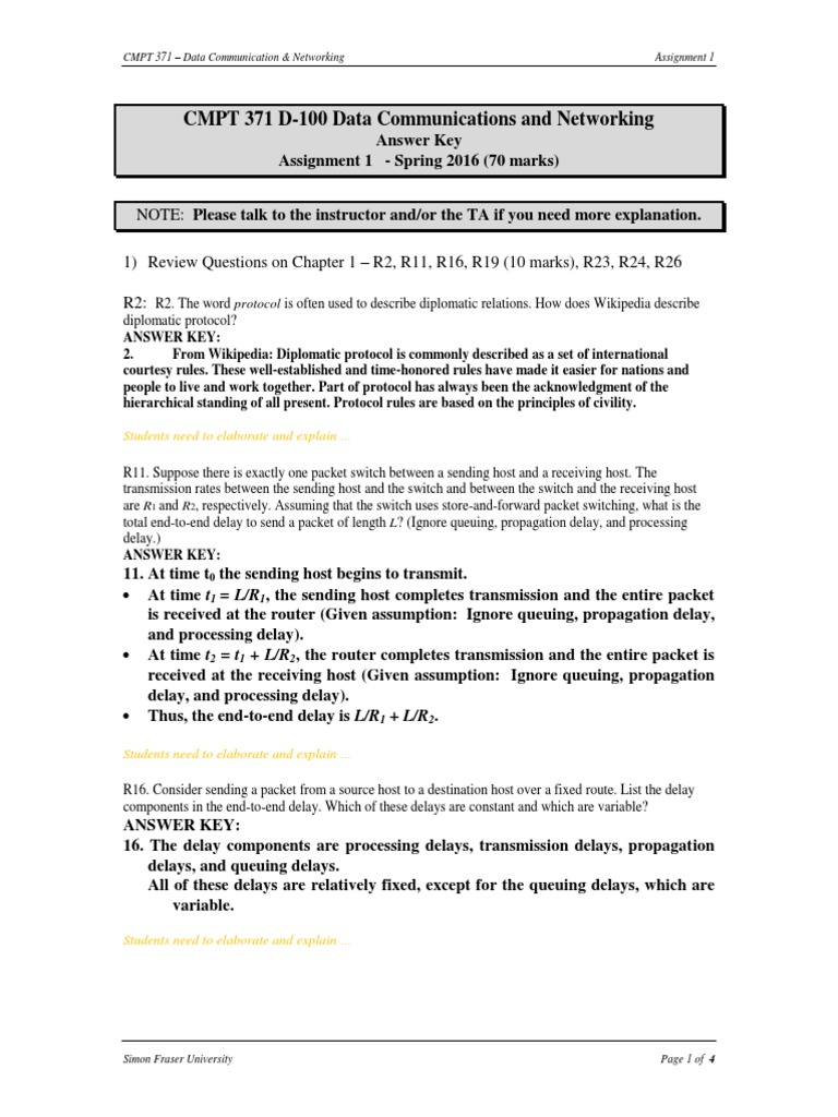 CMPT 371 Assignment Guide | PDF | Computer Network | Osi Model
