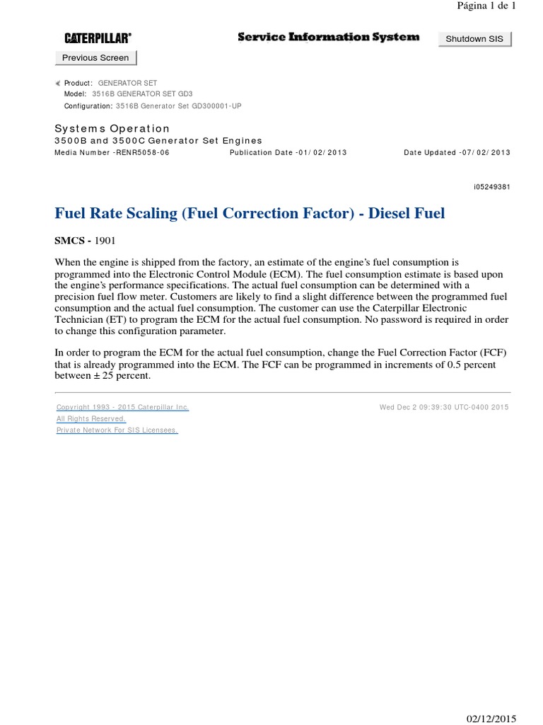Fuel Rate Scaling (Fuel Correction Factor) - Diesel Fuel | PDF ...
