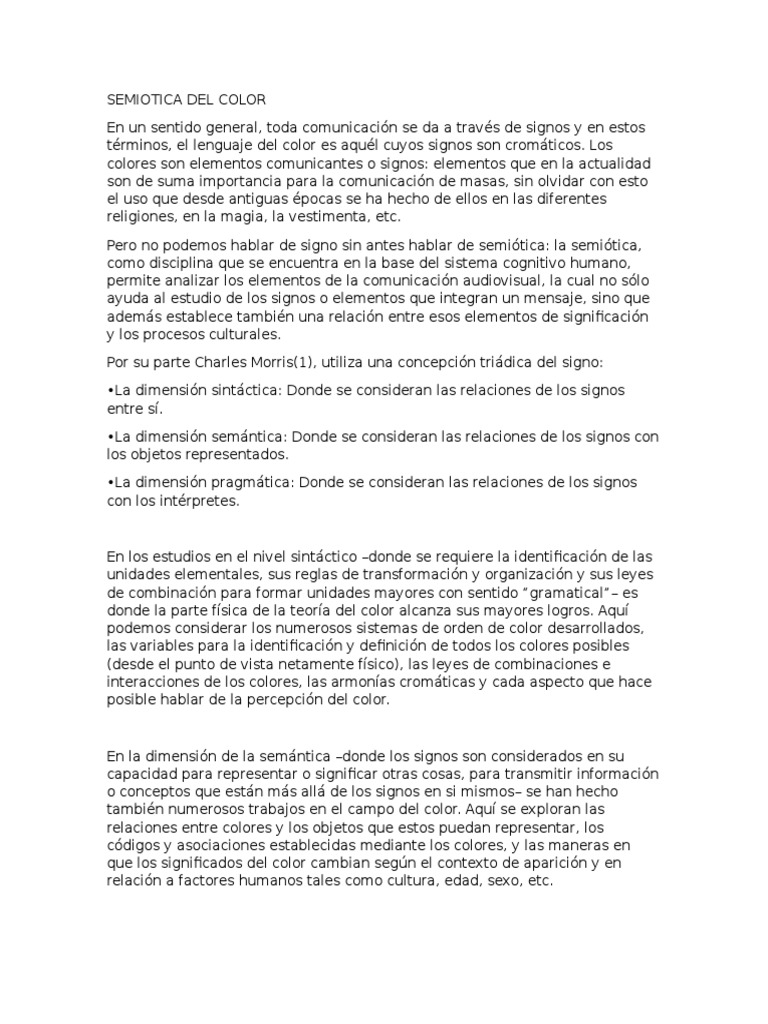 Semiotica Del Color | PDF | Semiótica | Color