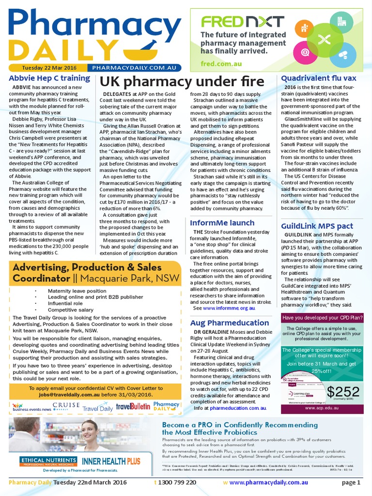 Pharmacy Daily For Tue 22 Mar 2016 - UK Pharmacy Under Fire, APP2016 in ...