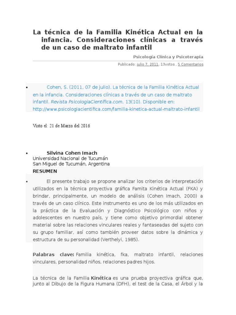 La Técnica de La Familia Kinética Actual en La Infancia | PDF ...