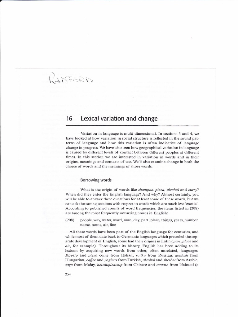 Lexical Change and Variation | PDF | Lexicon | English Language