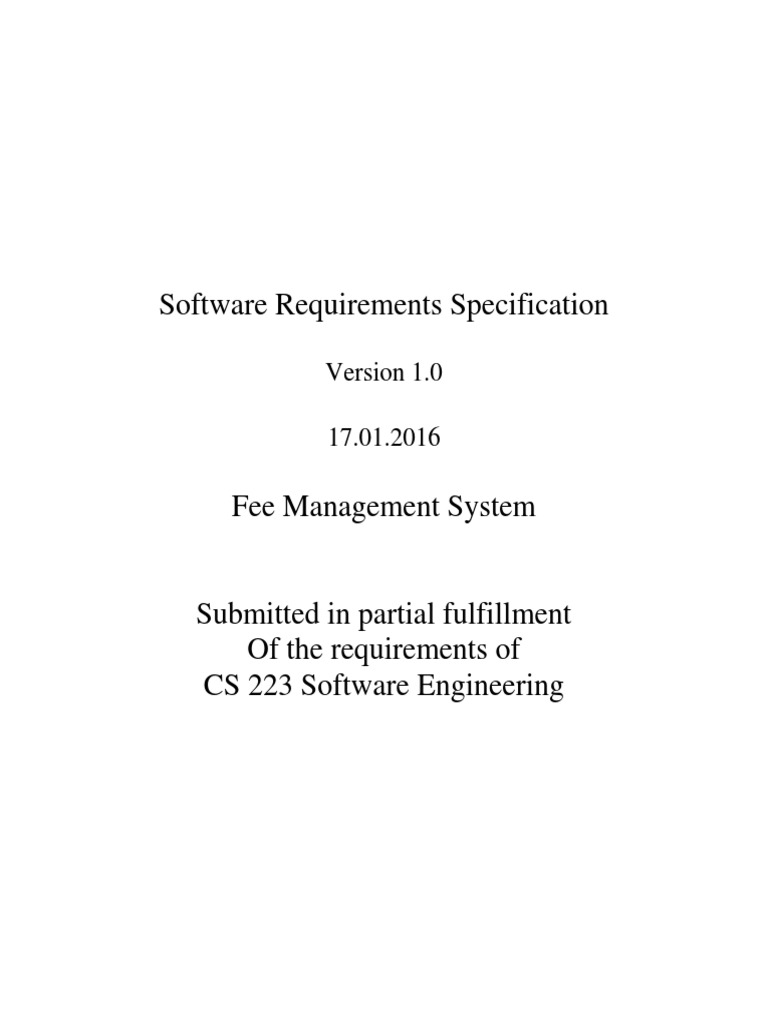 Fee Management System - SRS | PDF | Databases | Use Case