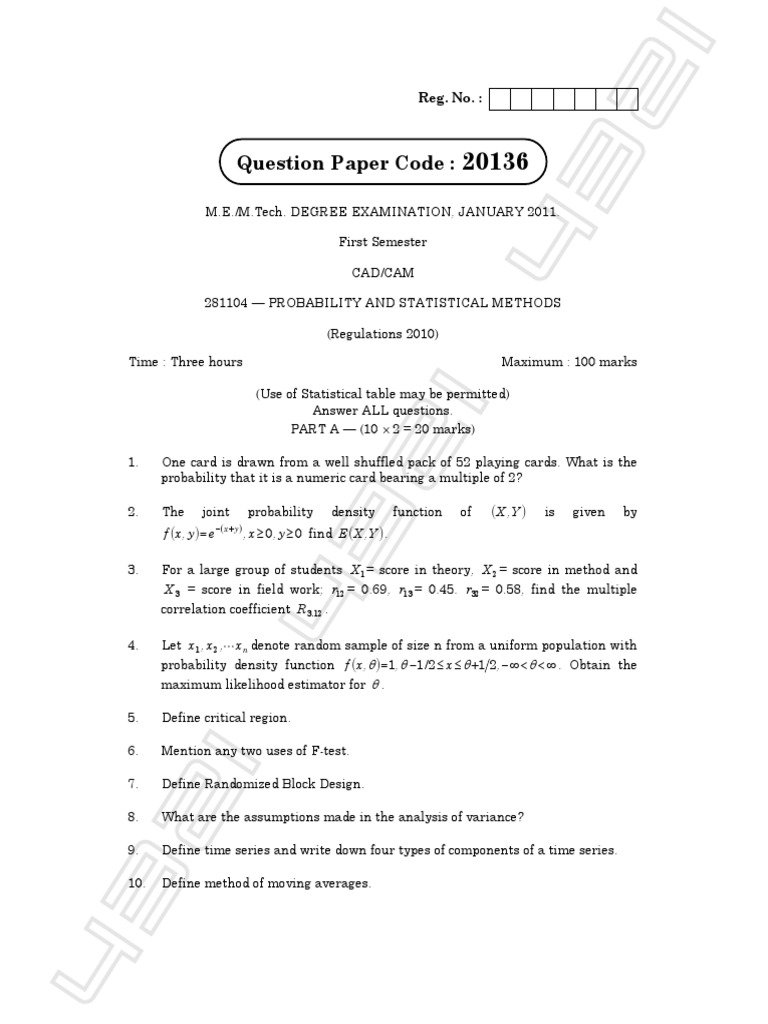 Probability and Statistical Method | PDF | Correlation And Dependence | Statistics