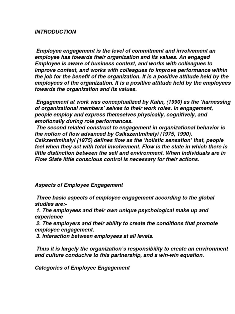 Employee Engagement MBA Project Report | PDF | Self | Employment