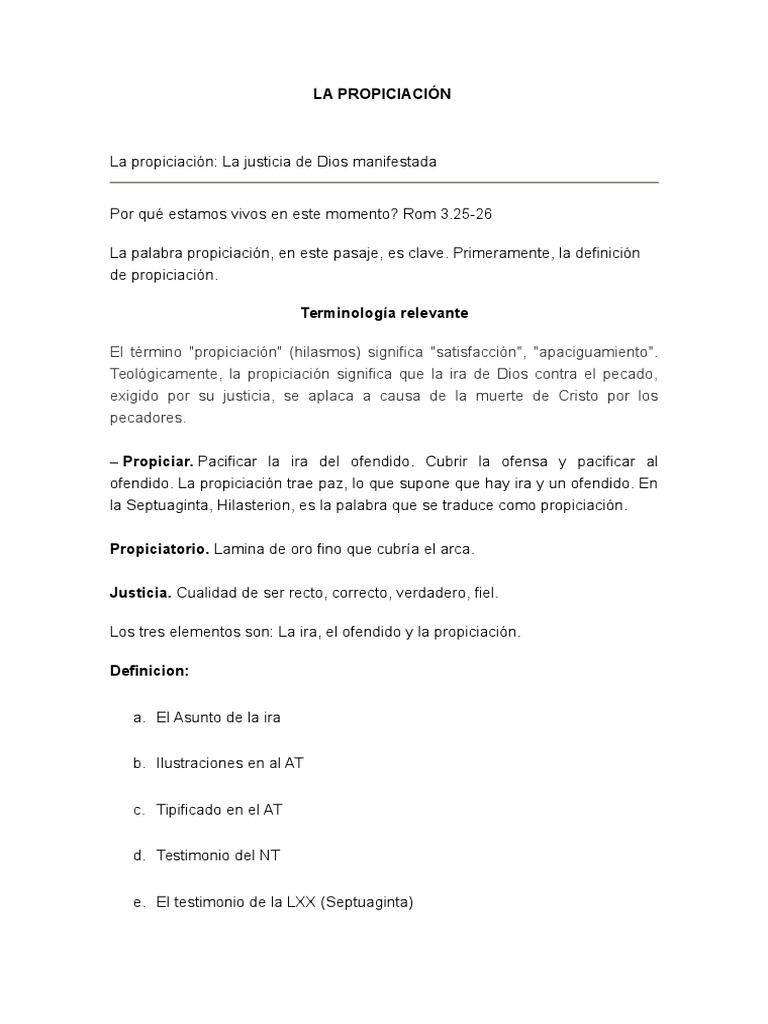 La Propiciación: Justicia y Misericordia | PDF | Expiación en el ...