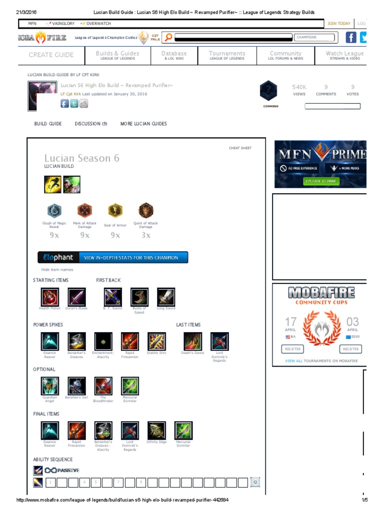 Lucian S10 Build Guide for High Elo | PDF | Video Games | Leisure