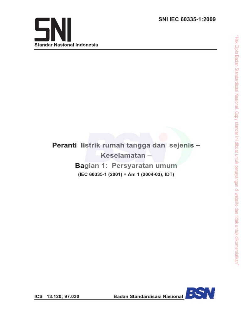 2606 - Sni Iec 60335-1 2009 | PDF