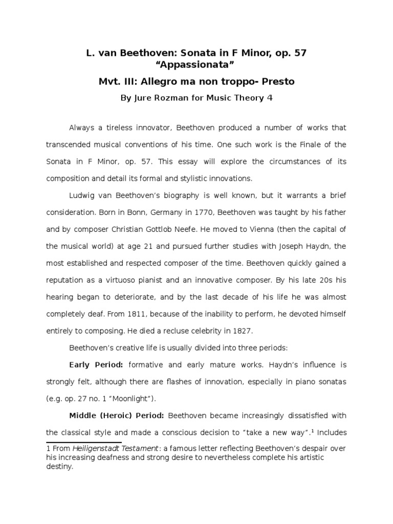 Analysis of Beethoven's Appassionata | PDF | Ludwig Van Beethoven ...