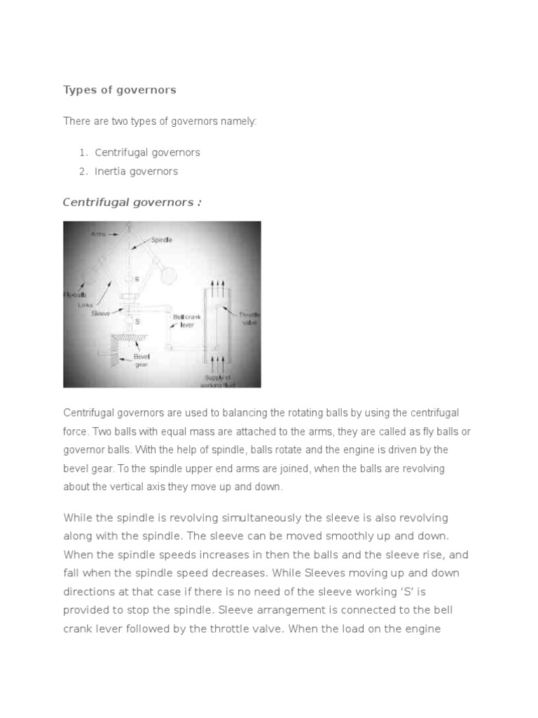 Types of Governors | PDF | Internal Combustion Engine | Rotating Machines