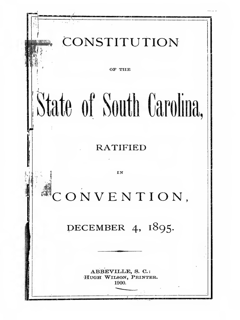 South Carolina Constitution 1895 | PDF | North Carolina General ...