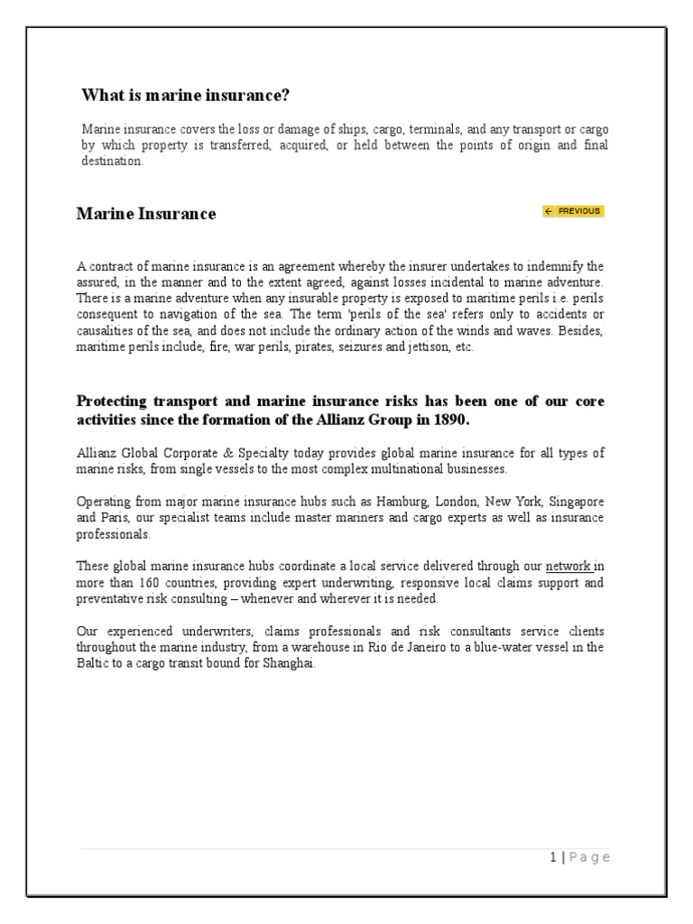 What Is Marine Insurance | PDF | Insurance | Industries