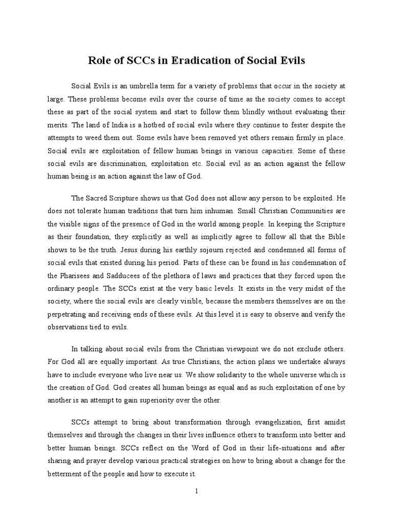 Role of SCCs in Eradication of Social Evils | Download Free PDF | Evil ...