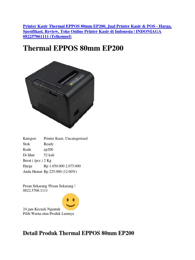 Printer Kasir Thermal EPPOS 80mm EP200, Jual Printer Kasir & POS - Harga, Spesifikasi, Review ...
