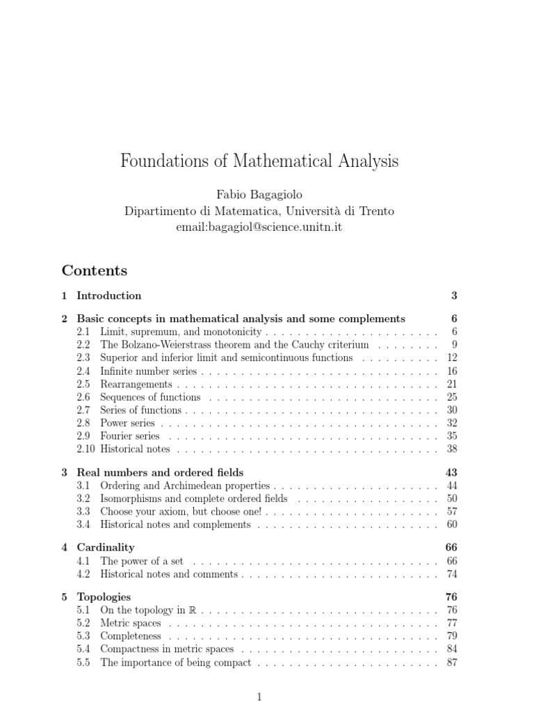 Foundations of Mathematical Analysis | PDF | Series (Mathematics ...
