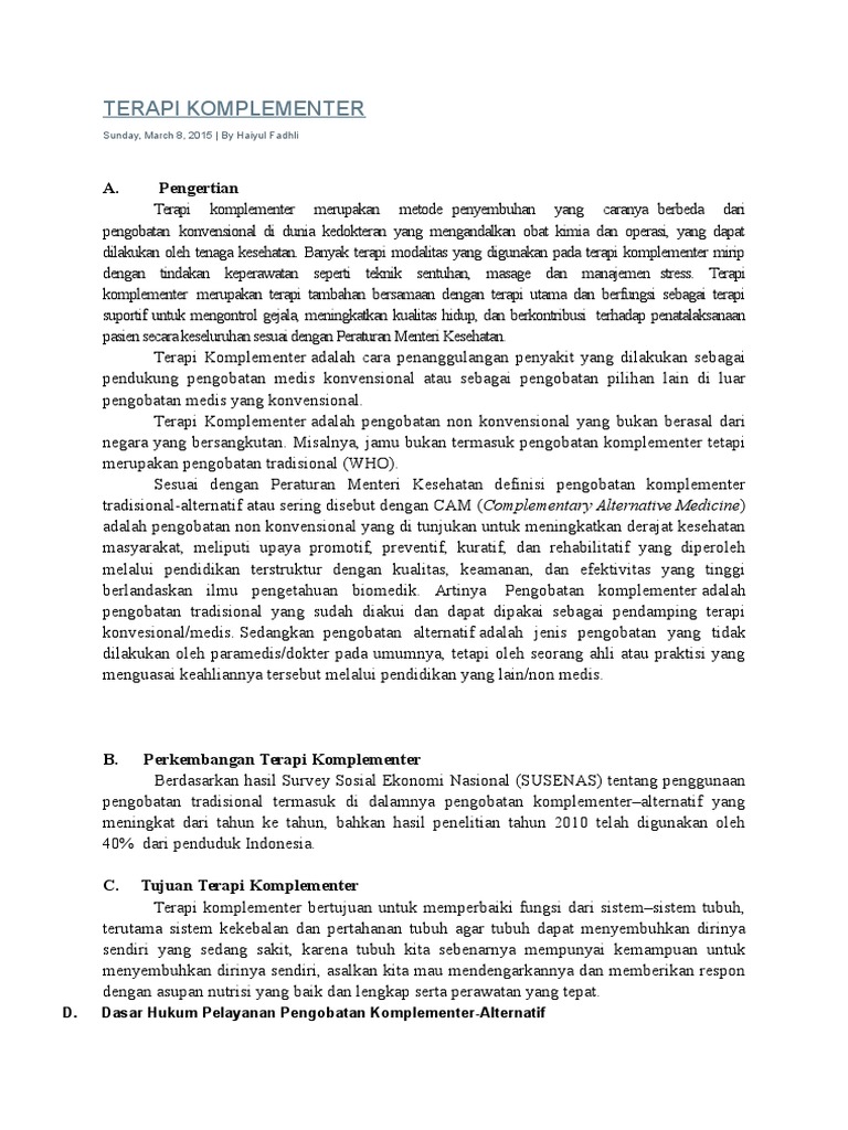 Terapi Komplementer | PDF | Kesehatan Holistik | Sains & Matematika